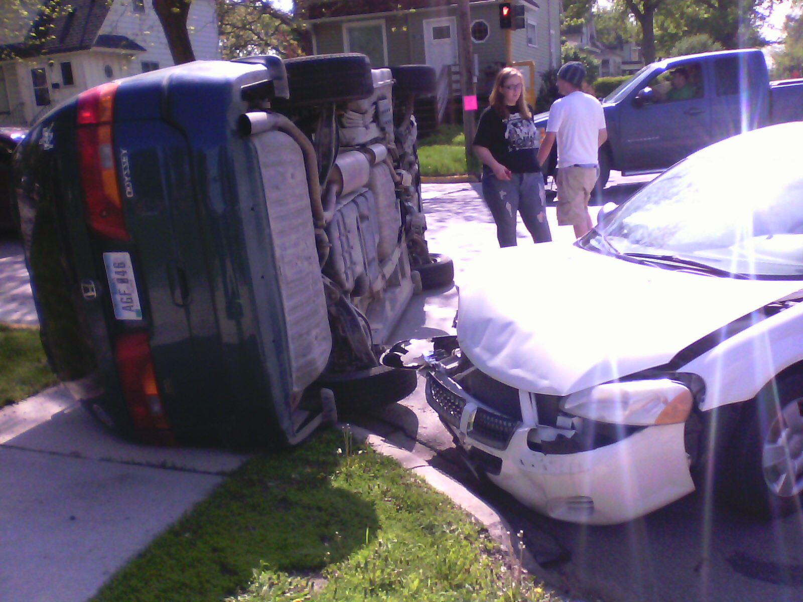 Auto accident Friday leaves car on its side (PHOTOS) - NorthIowaToday.com