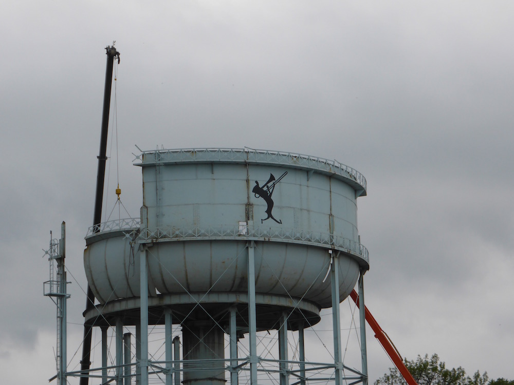 Water tower coming down, piece by piece (photos & video ...