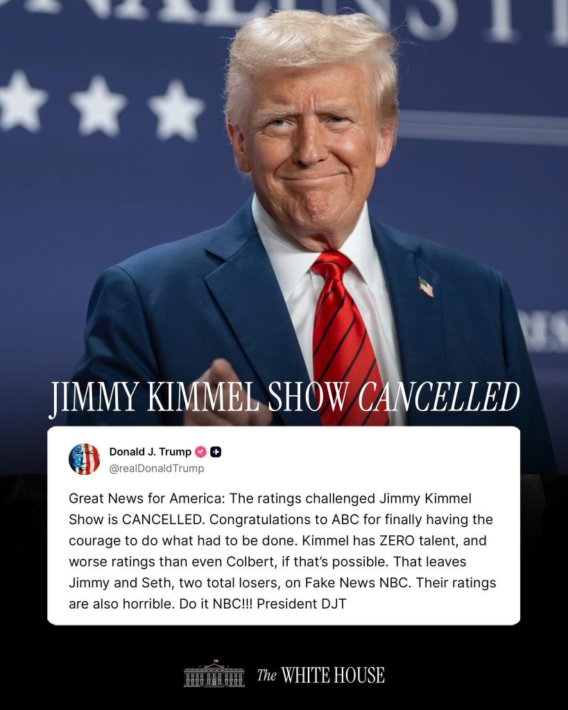 President Trump axes struggling leftist TV talk show Jimmy Kimmel Live ...